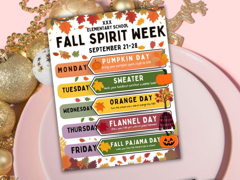 Editable Fall School Spirit Week Flyer: Canva Template (digital ...