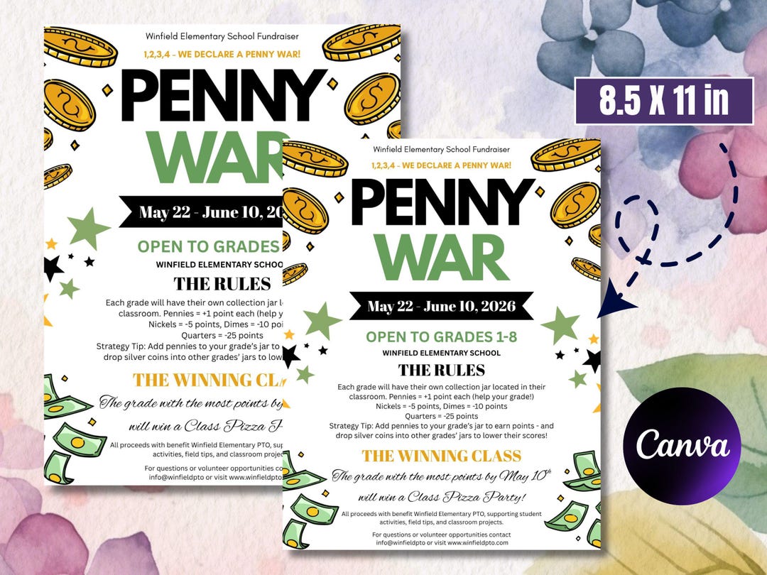 Penny War Fundraiser Flyer for School Coin Drive | Canva Template ...