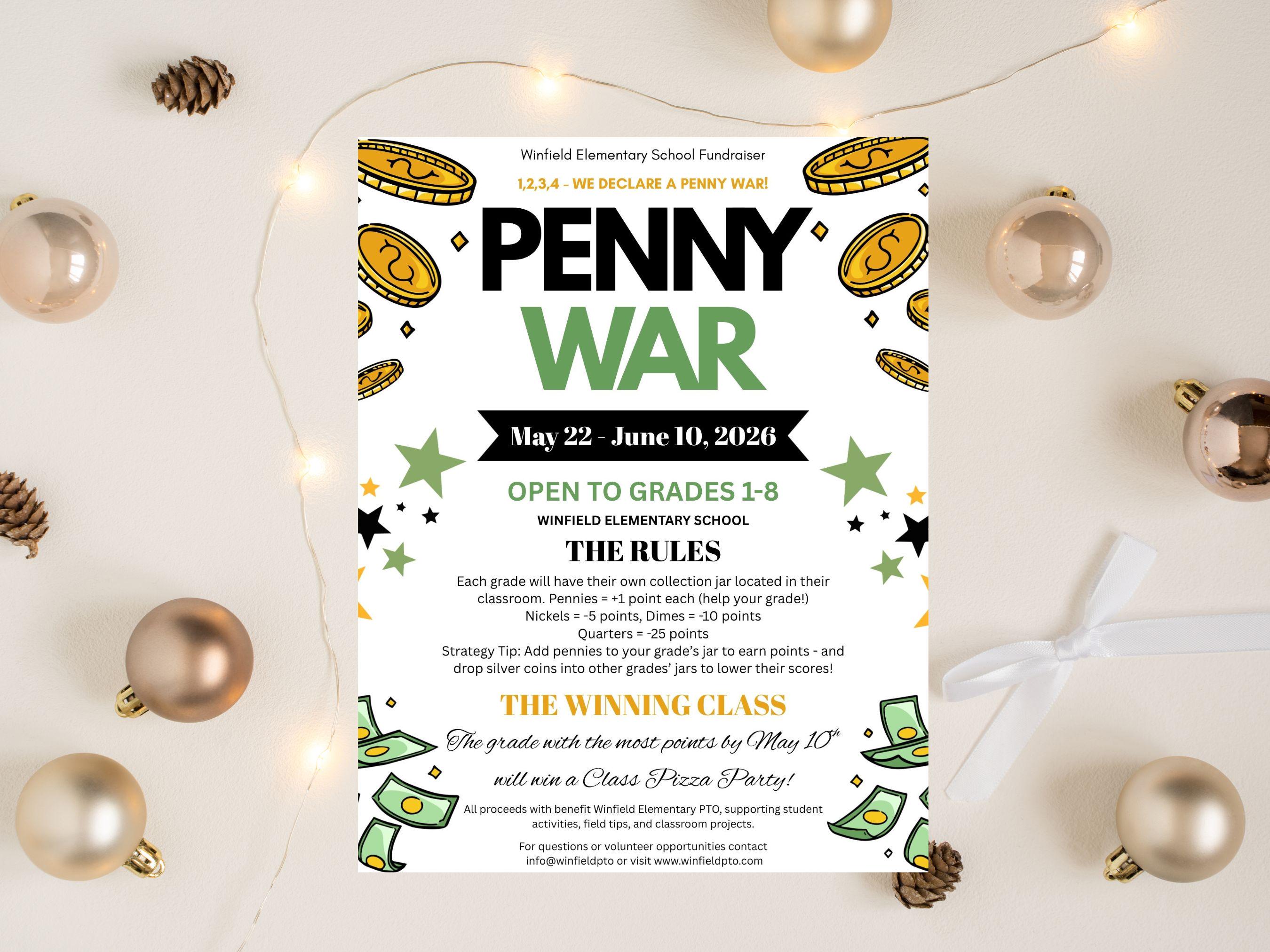 Penny War Fundraiser Flyer for School Coin Drive | Canva Template ...