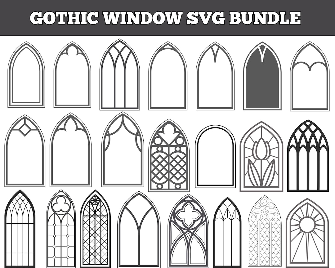 Gothic Windows Bundle Svg, Gothic Windows Clipart, Window Cut Files for ...