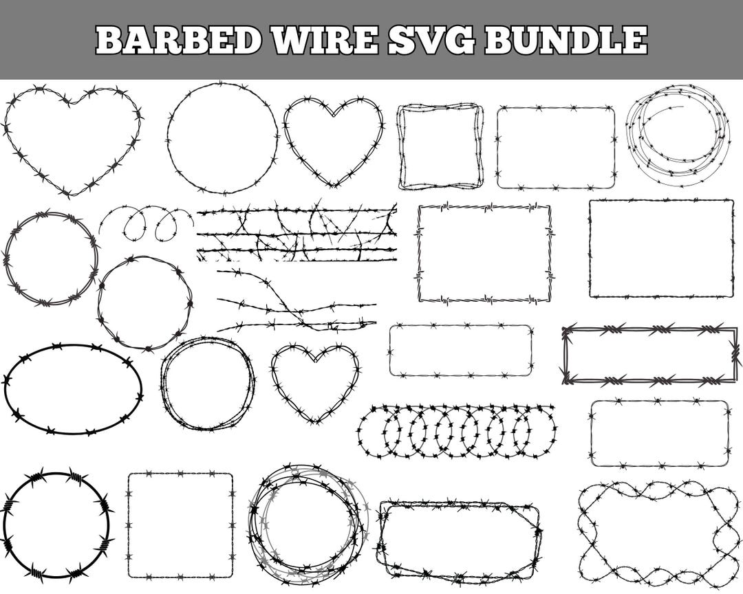 Barbed Wire SVG Bundle, Silhouette Cut Files (digital Download) - Etsy UK