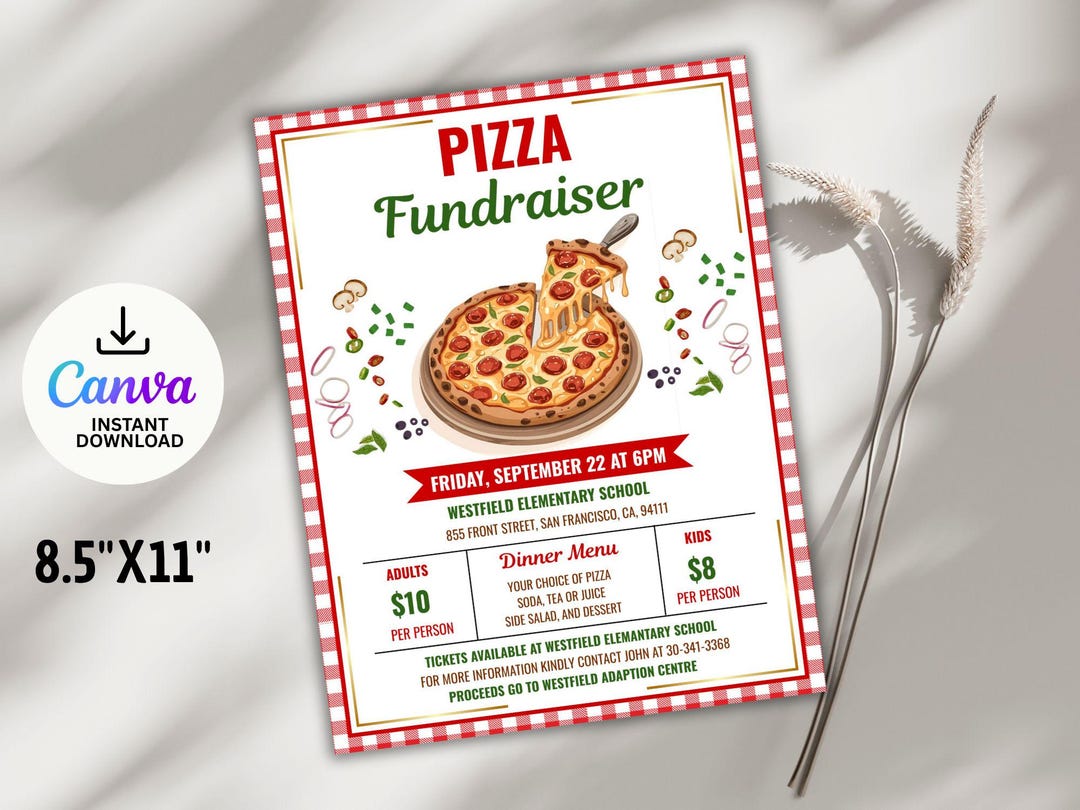 Pizza Dinner Fundraiser Flyer: Editable Template (digital Download) - Etsy