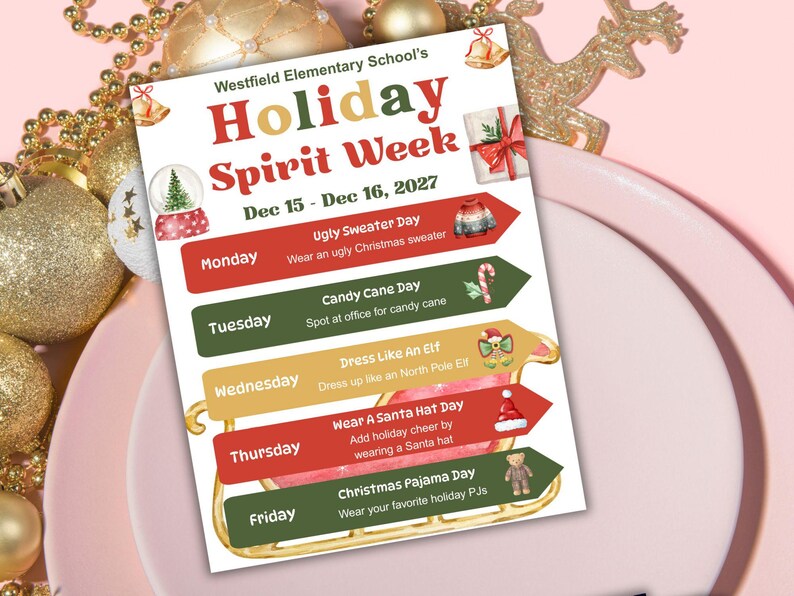 Editable Holiday Spirit Week Flyer: Dress-up Days (digital Download) - Etsy