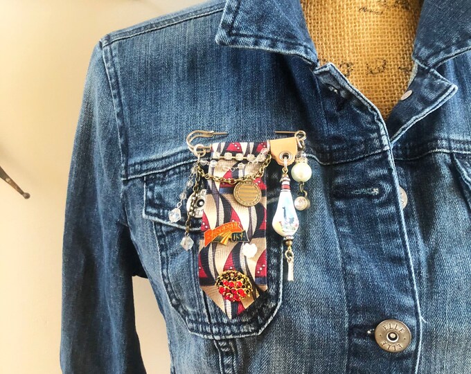 Repurposed Silk Tie Brooch - Etsy