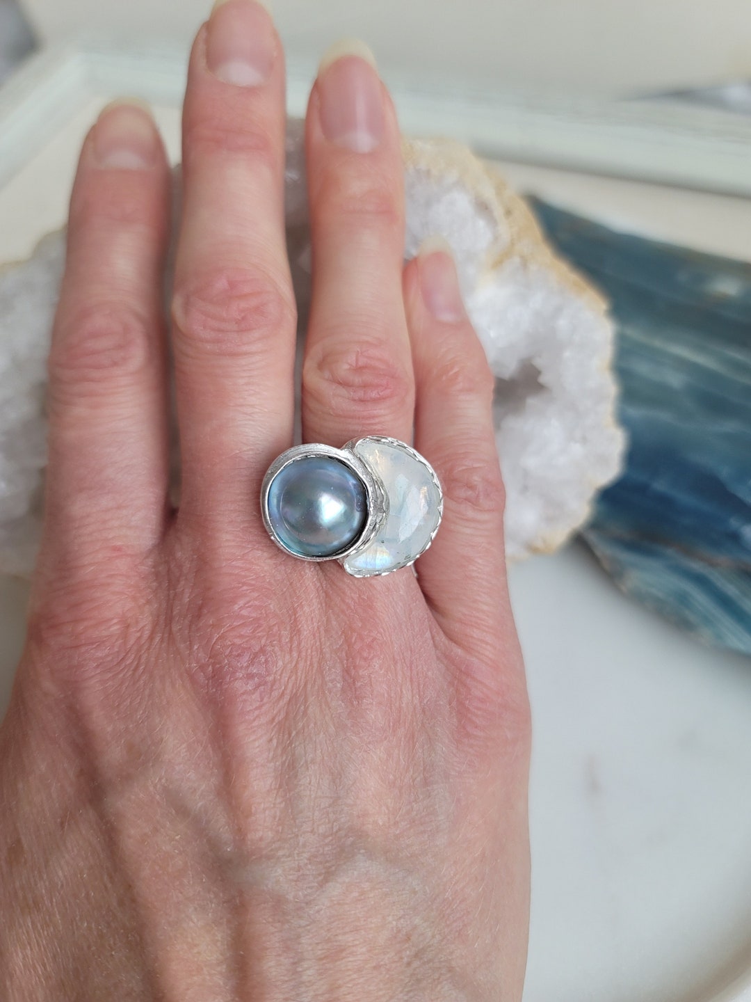 MAHINA Collection - Gorgeous Gemstone Moon Goddess Ring - Flashy Blue ...
