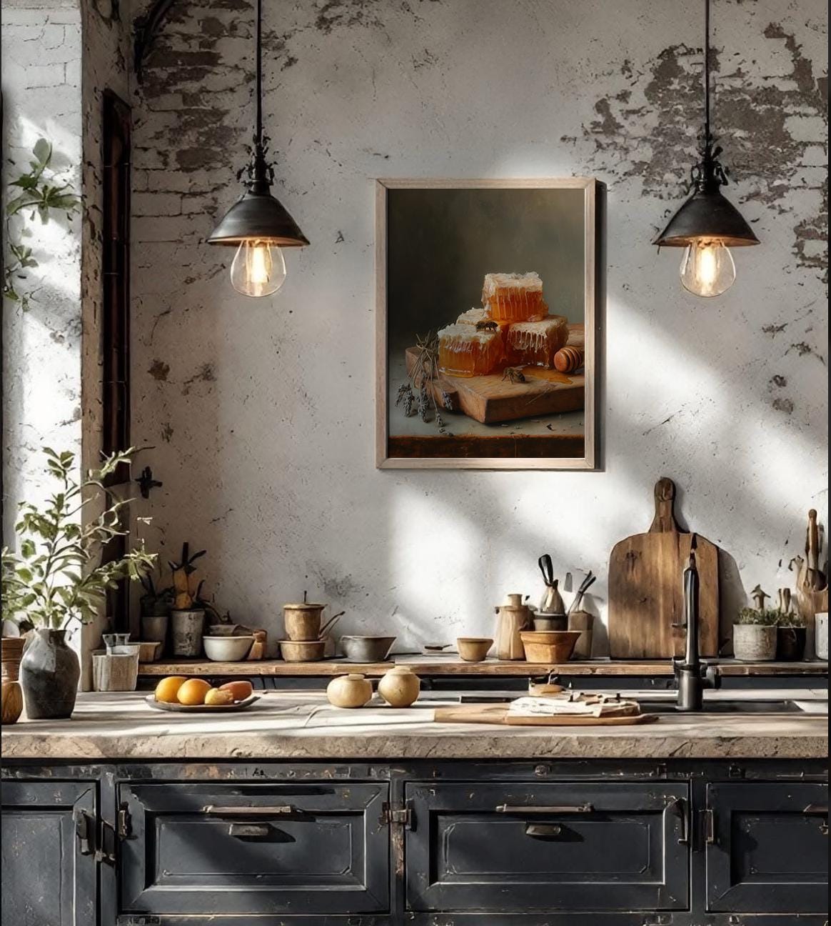 Honeycomb Still Life Print: Rustic Bees & Lavender Kitchen Art (digital Download - Etsy