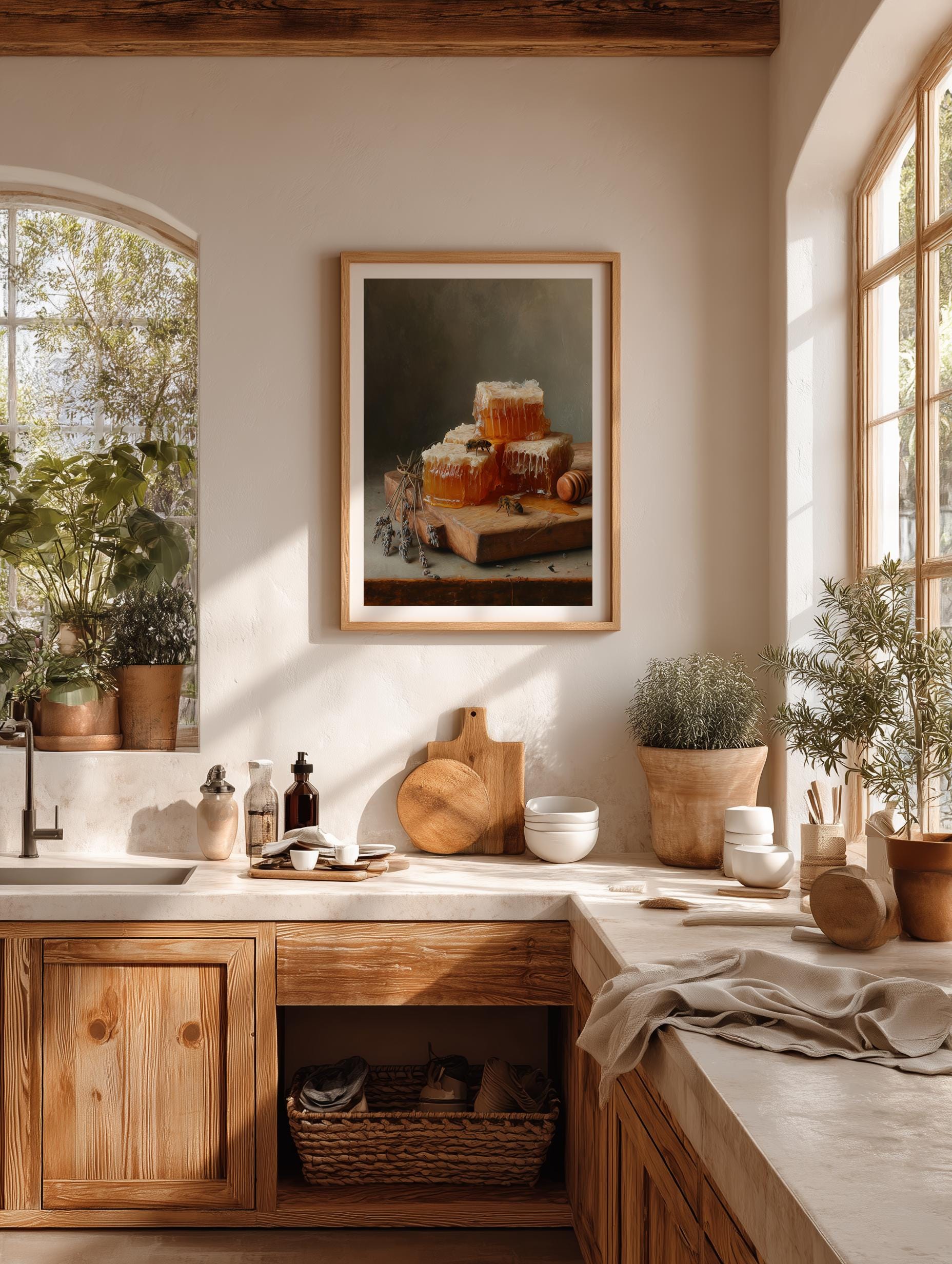 Honeycomb Still Life Print: Rustic Bees & Lavender Kitchen Art (digital Download - Etsy