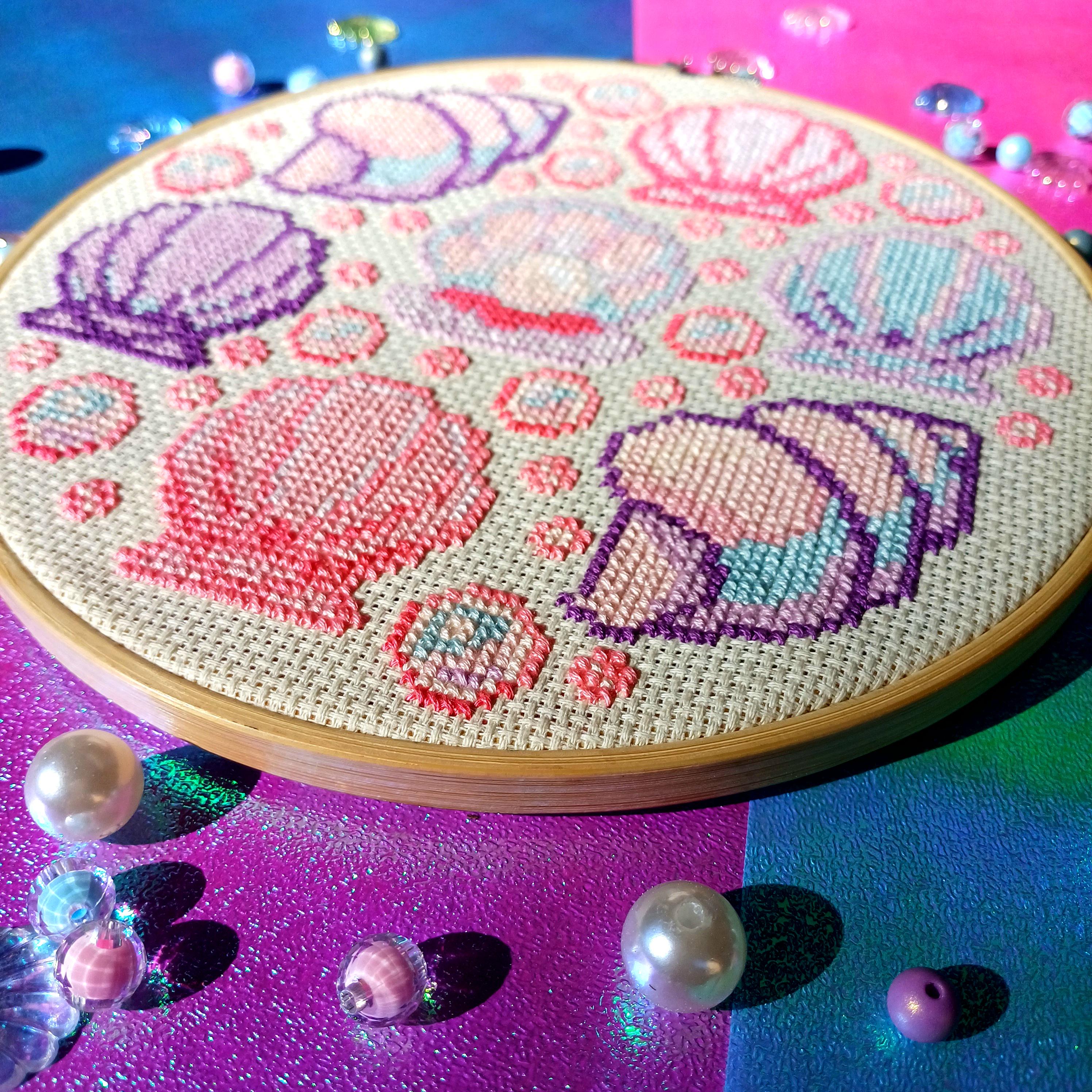 Seashells Cross Stitch Pattern: Kawaii Under the Sea Design (PDF ...