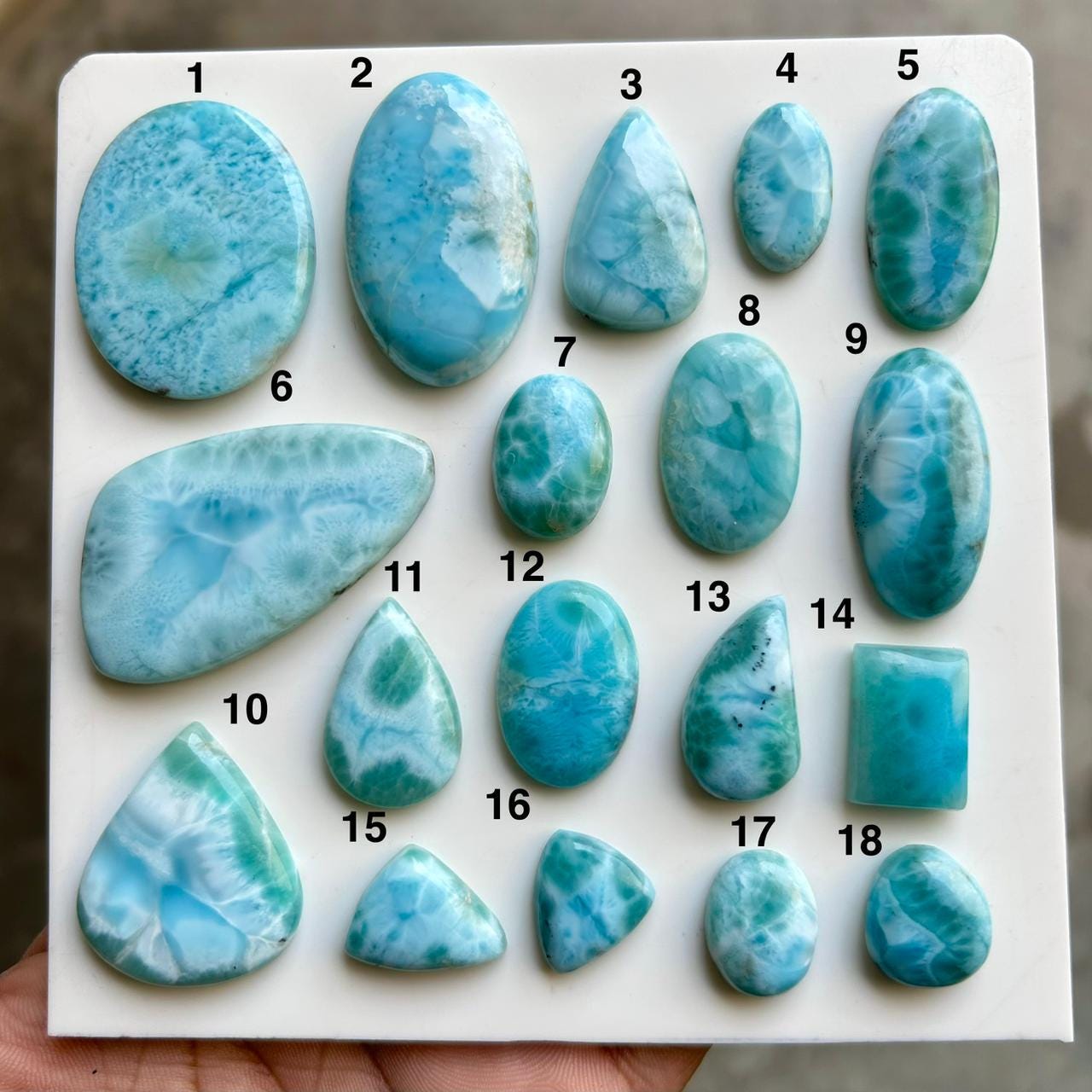 Larimar Smooth Cabochon, Natural Blue Larimar Mix Shape Loose Gemstone ...