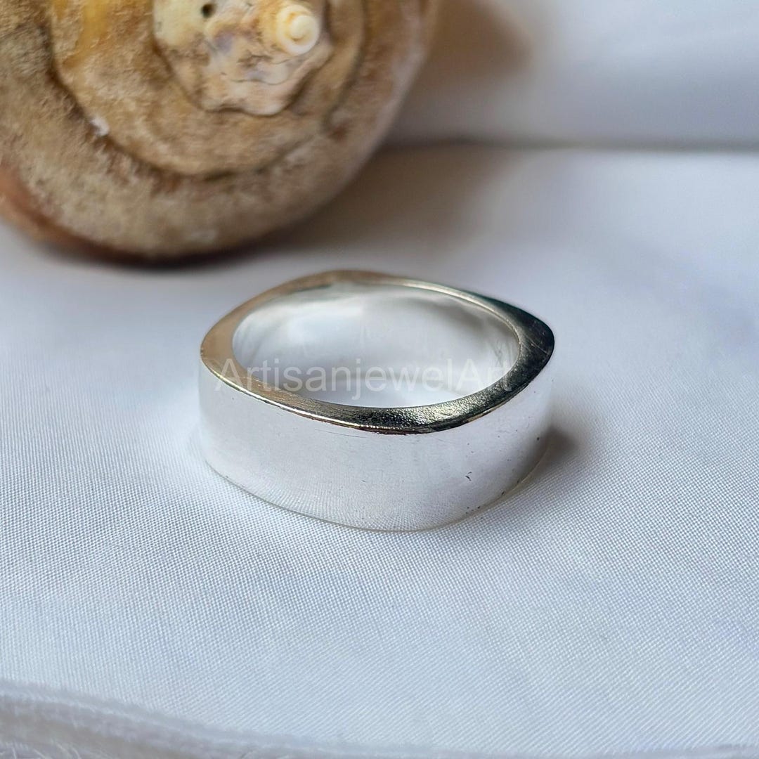 Minimalist Sterling Silver Band Ring: Square Unisex Boho Jewelry - Etsy