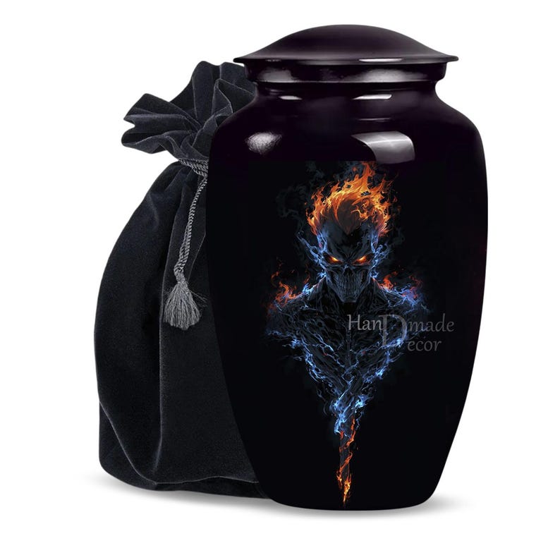 Ghost Rider Inspired Urn – Fiery Spirit Cremation Urn – Symbol of ...