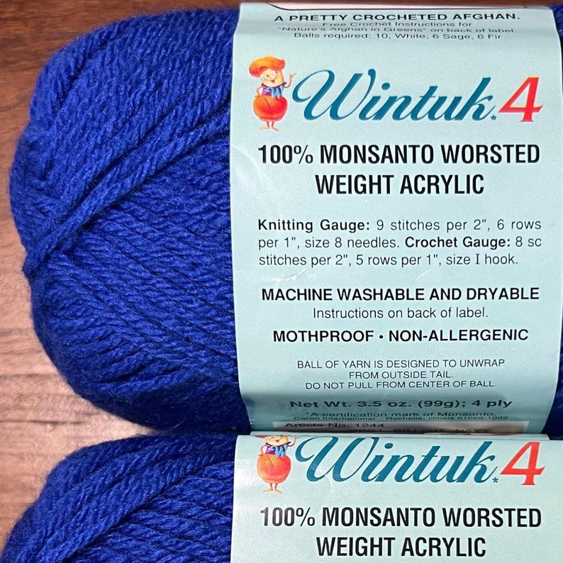 Caron Wintuk Acrylic Yarn: Colonial Blue, Worsted Weight, Discontinued ...