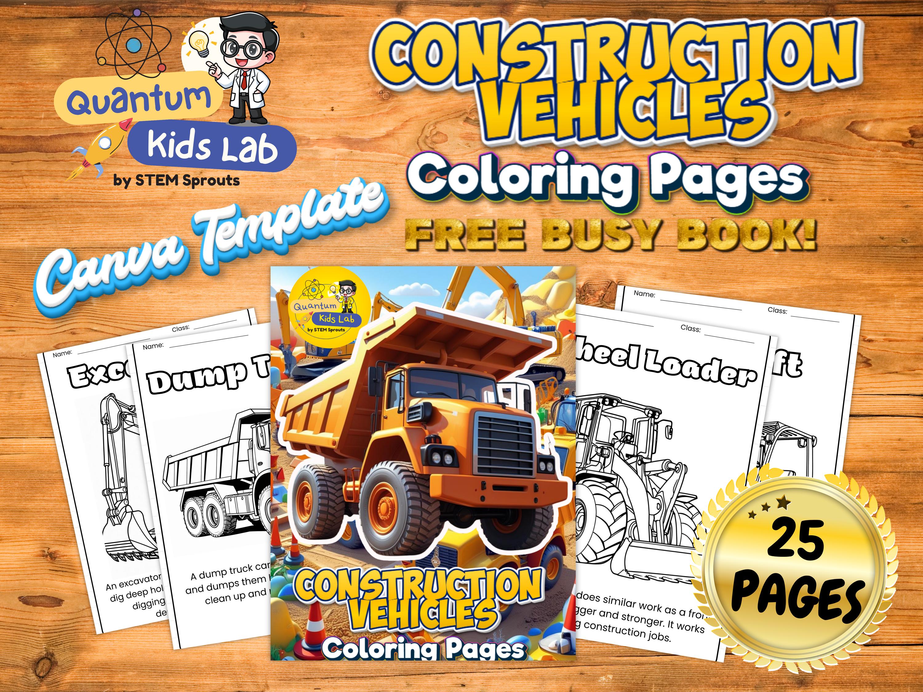 Construction Coloring Pages, Construction Coloring Canva Template ...