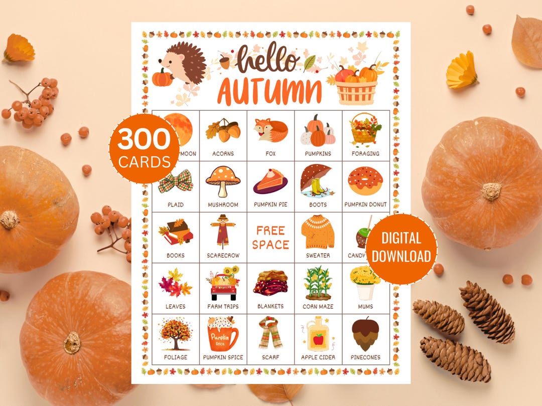 Fall Bingo - 300 Printable Cards - Autumn Classroom Game and Farm Trip ...