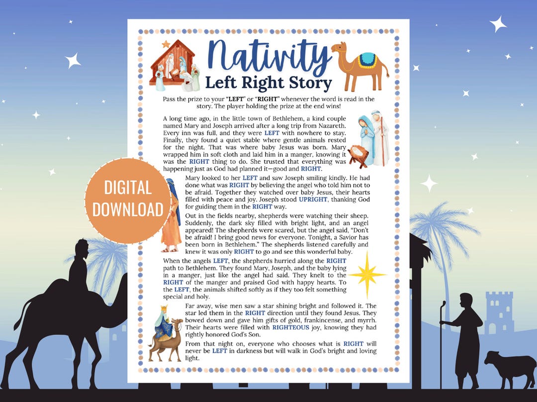 Nativity Left Right Story, Printable Christmas Church Game - Etsy