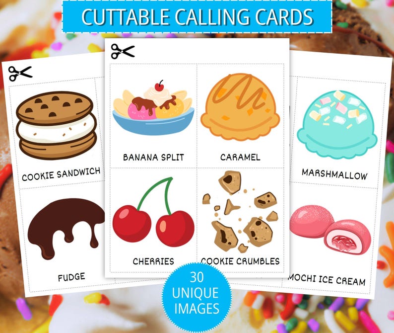 Ice Cream Bingo Game, 50 Cards, Summer Party Activity (digital Download ...
