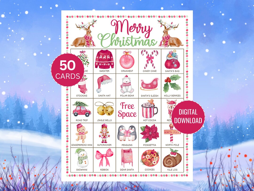 Merry Christmas Bingo – 50 Printable Bingo Cards, Digital Download ...