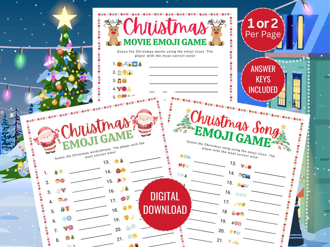 Christmas Emoji Games Bundle – Songs, Movies & Holiday Fun | Printable ...