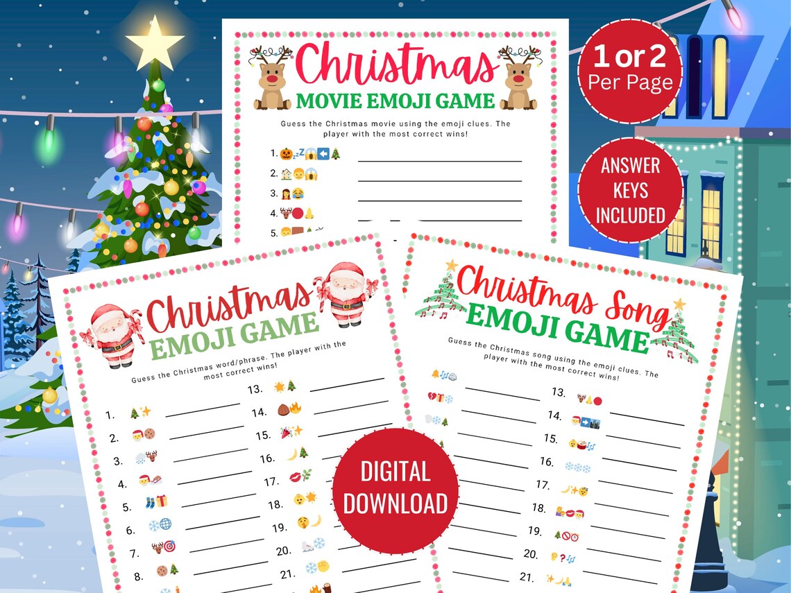 Christmas Emoji Games Bundle – Songs, Movies & Holiday Fun | Printable ...