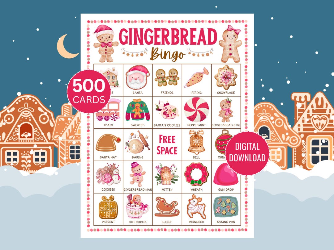 Gingerbread Bingo – 500 Printable Cards | Christmas Party, School ...