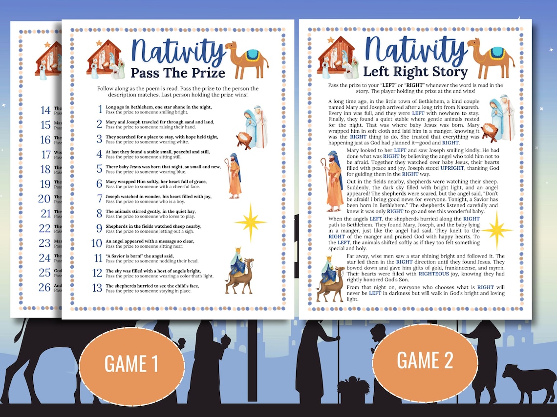 Left Right Nativity Story & Pass the Prize Nativity Game Bundle ...