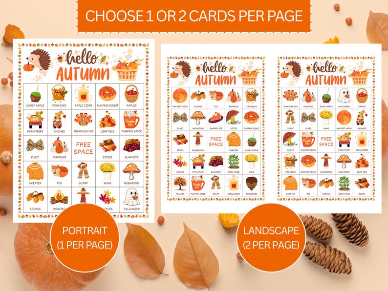 Fall Bingo - 300 Printable Cards - Autumn Classroom Game and Farm Trip ...
