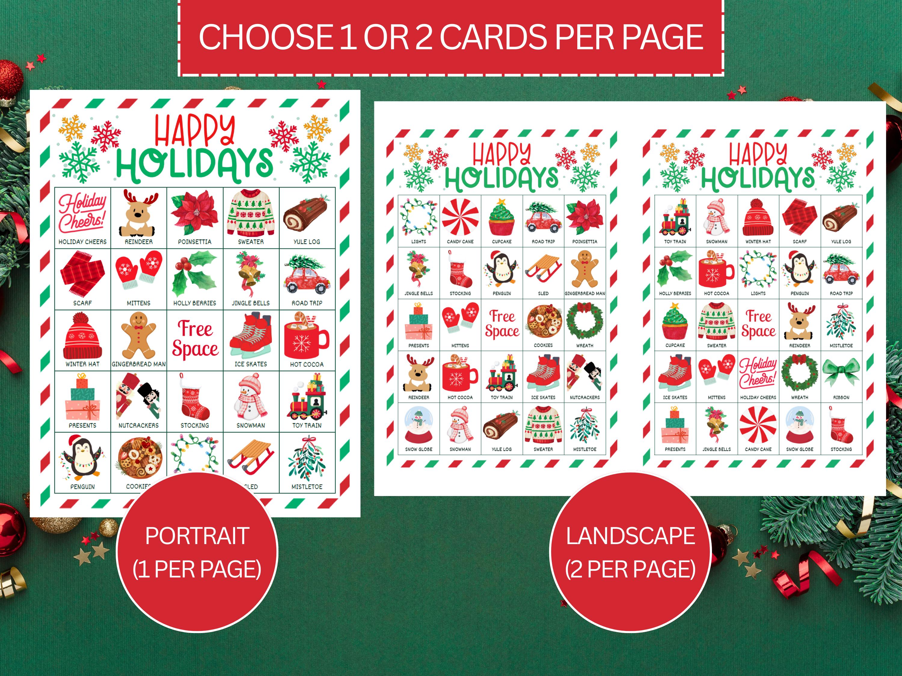 Happy Holidays Bingo, 50 Printable Bingo Cards, Winter Holiday Party ...