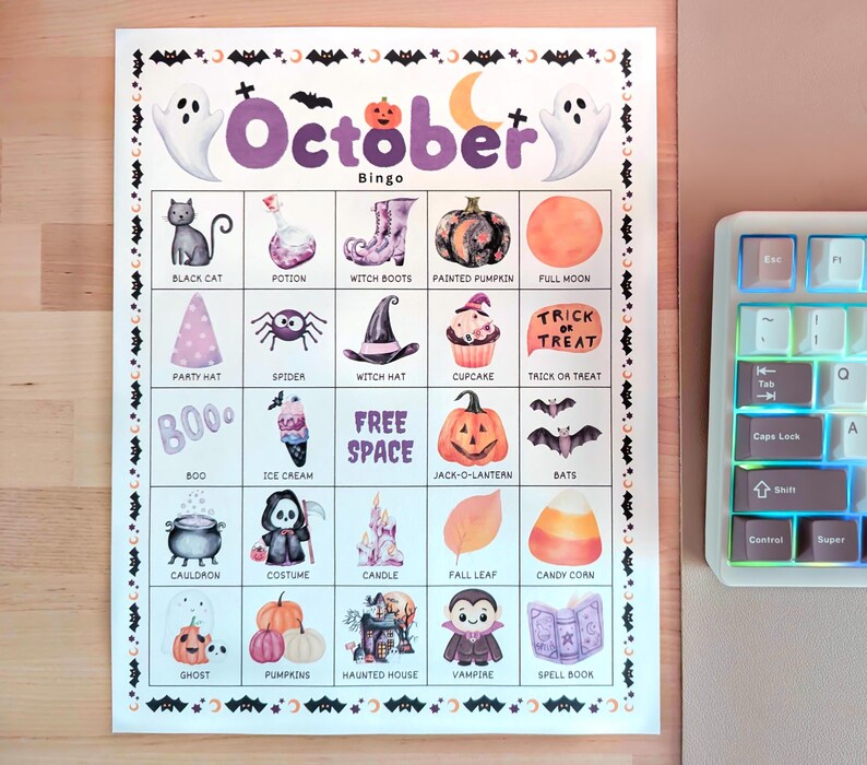 October Bingo Set, 100 Printable Bingo Cards, Fall Bingo Game, October ...
