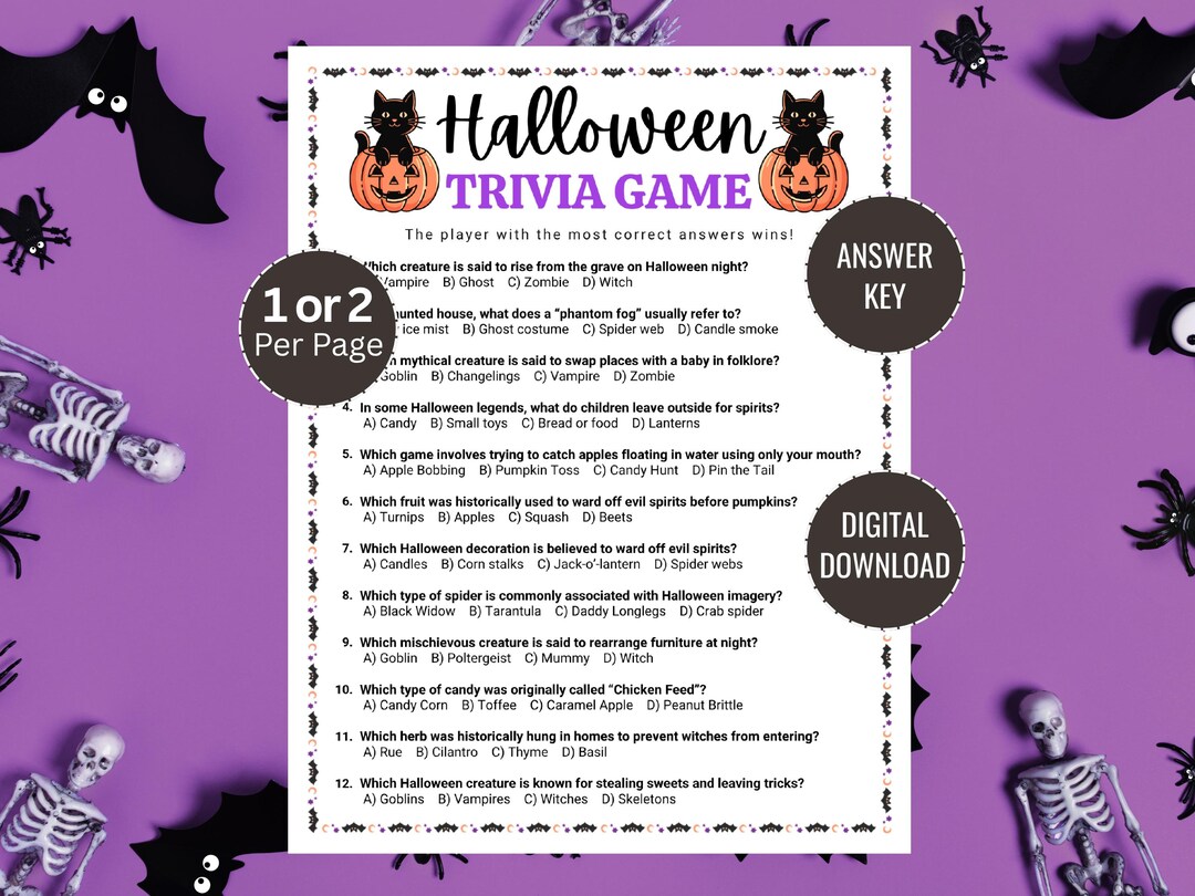 Halloween Trivia Game – Printable Halloween Party Game for Adults ...