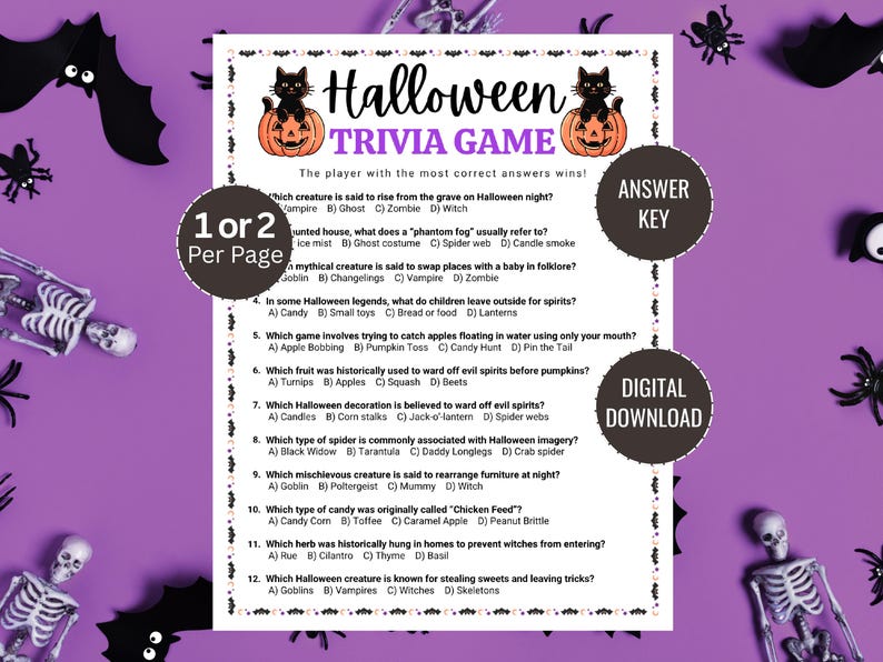 Halloween Trivia Game – Printable Halloween Party Game for Adults ...