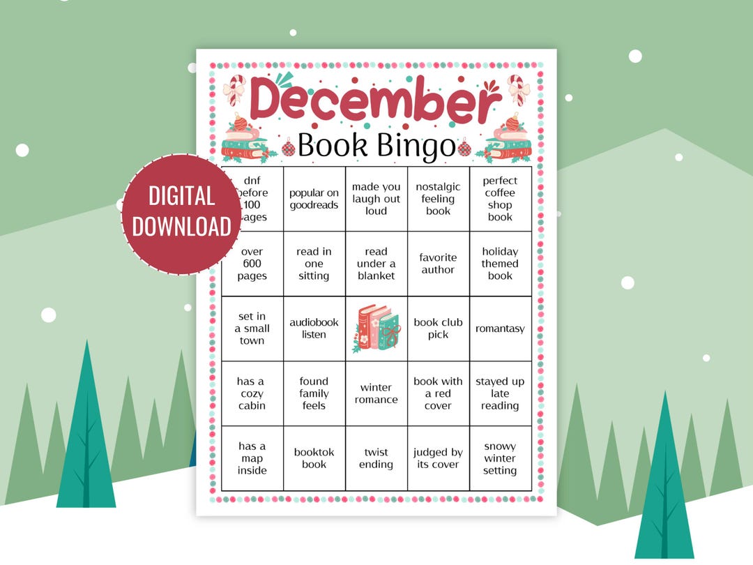 December Book Bingo, Printable Reading Challenge, Book Club Game ...