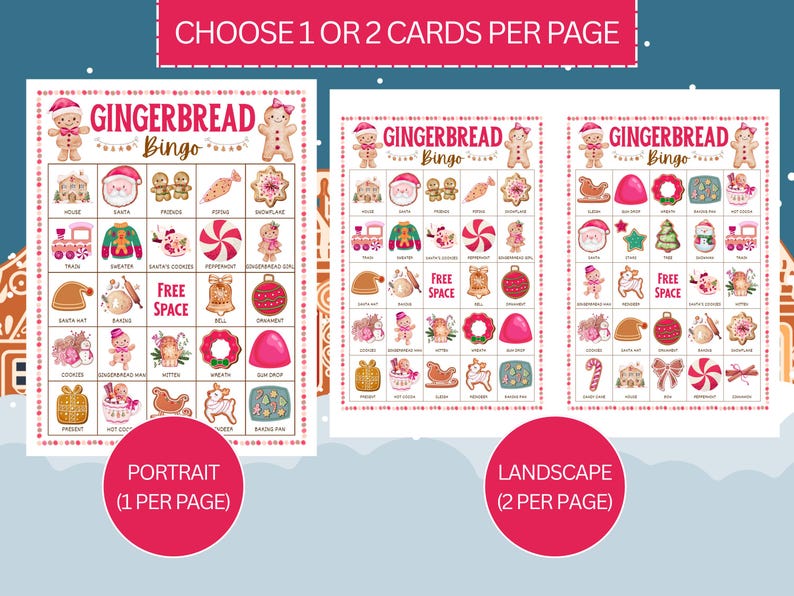 Gingerbread Bingo – 100 Printable Cards | Christmas Party, Classroom ...