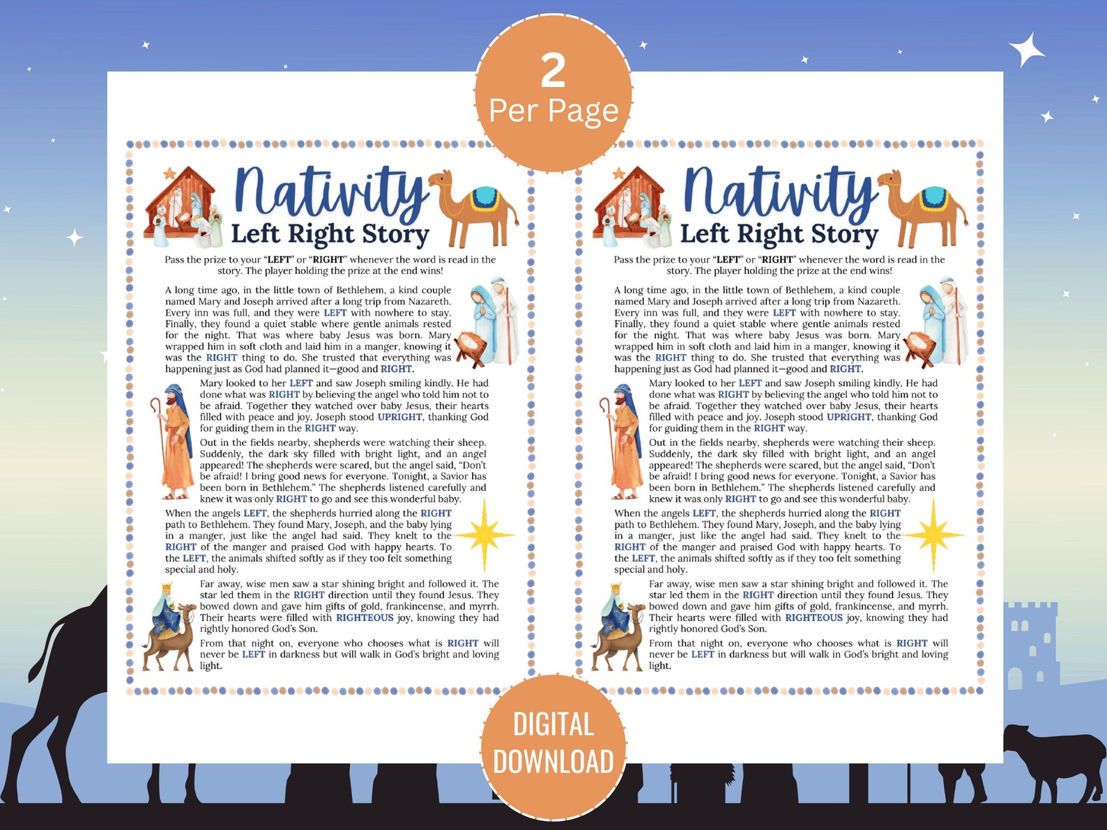 Nativity Left Right Story, Printable Christmas Church Game - Etsy