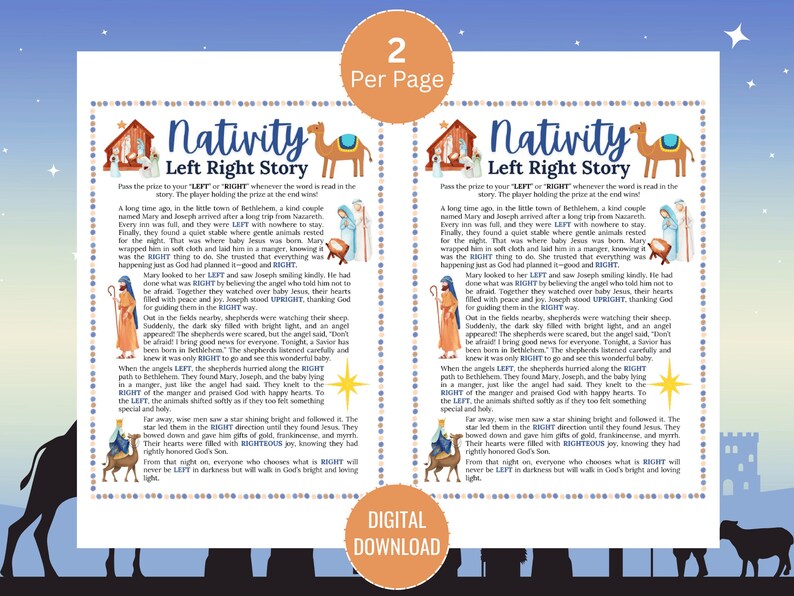 Nativity Left Right Story, Printable Christmas Church Game - Etsy