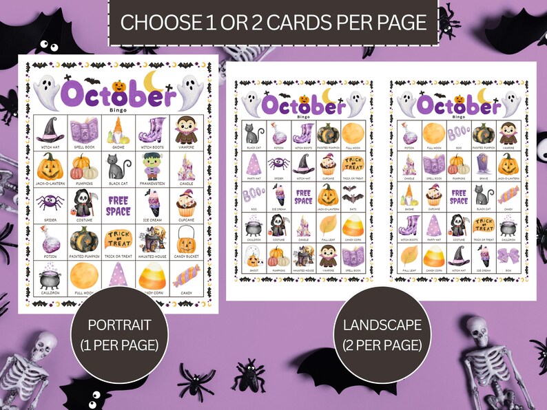 October Bingo Set, 100 Printable Bingo Cards, Fall Bingo Game, October ...