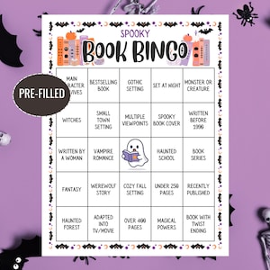 Halloween Book Bingo - Printable US Letter Size, Book Reading Challenge ...