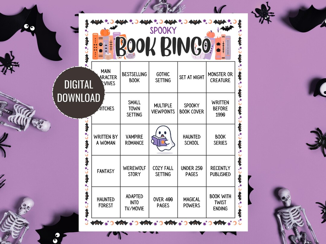 Halloween Book Bingo - Printable US Letter Size, Book Reading Challenge ...