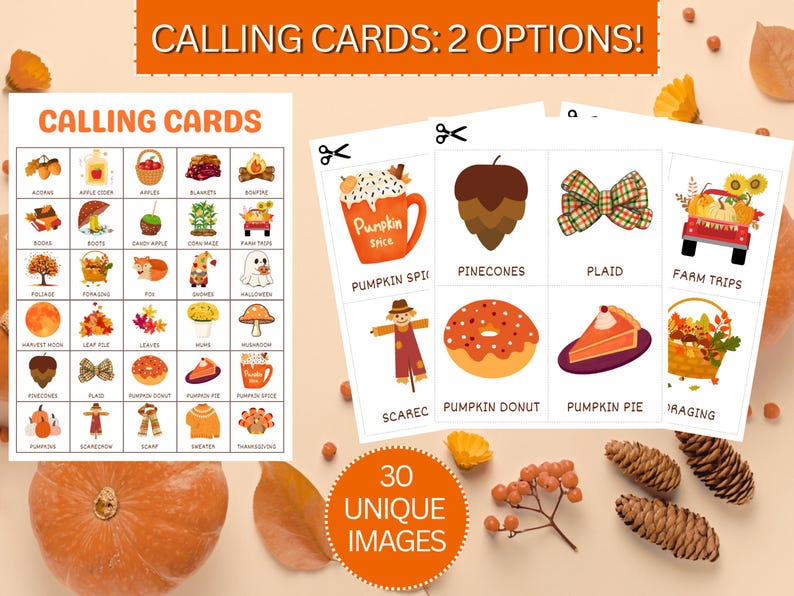 Fall Bingo, 100 Bingo Cards, Autumn Bingo Game, Farm Trip, Fall ...