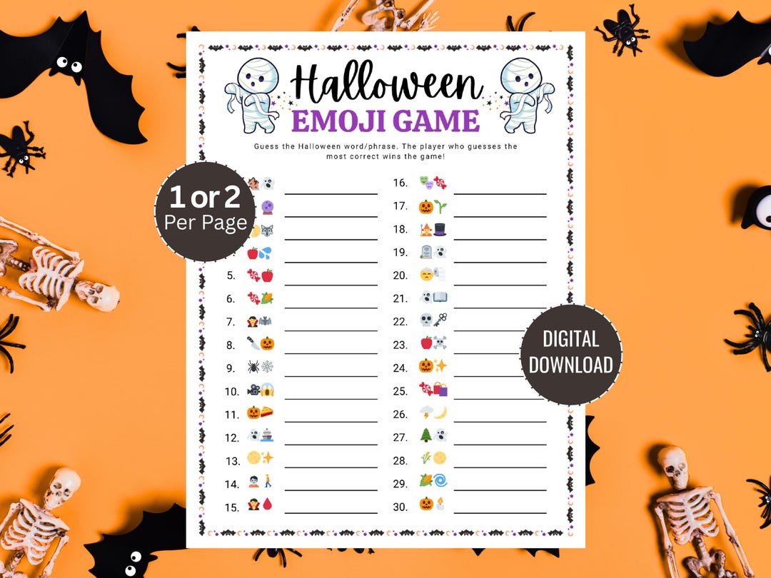 Halloween Emoji Game - Printable Halloween Party Activity, Digital ...
