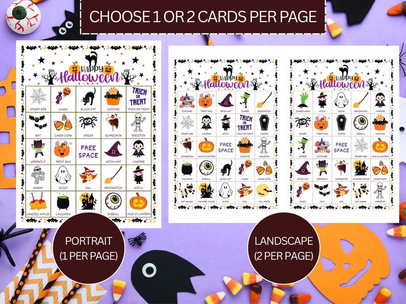 Halloween Bingo, 100 Halloween Bingo Cards, Halloween Games, Halloween ...