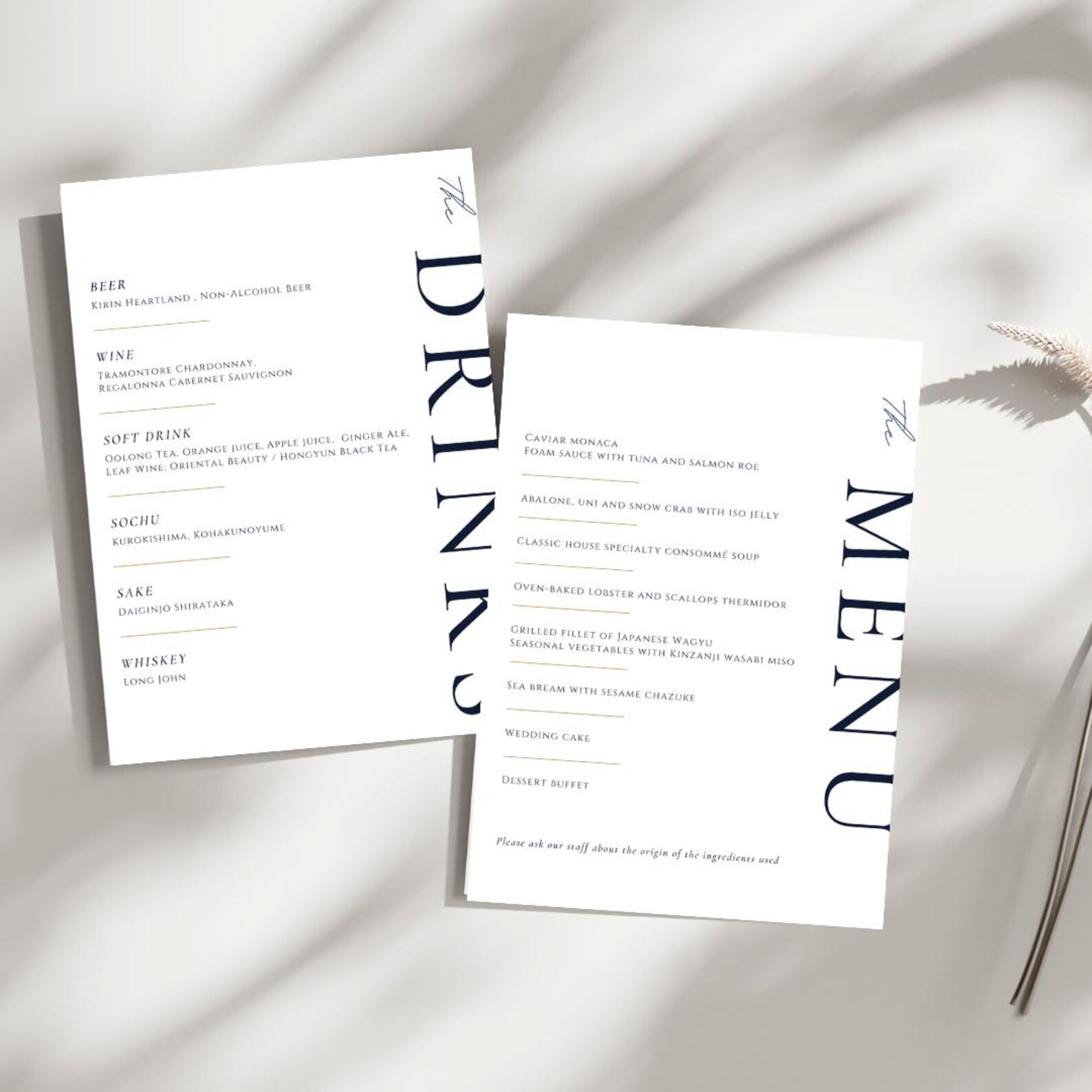 Wedding Reception Menu Template, Minimalist Party Food Drink Menu ...