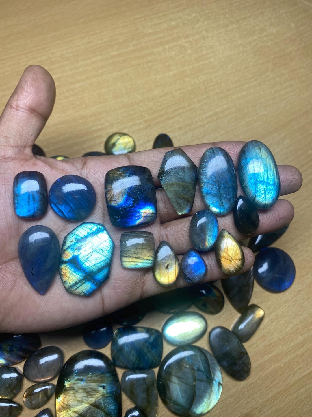 5-7 Pc, Labradorite Cabochon Lot: Multi-fire Gemstone Mix, 100 Ct (5-7 ...
