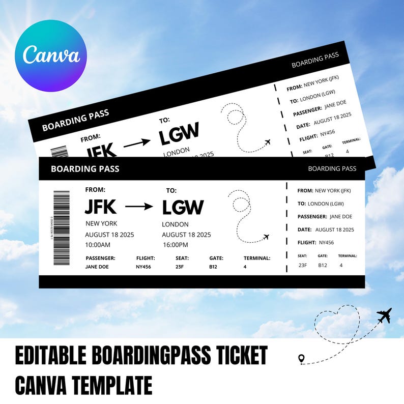 Editable Boarding Pass Template | Surprise DIY Boarding Pass ...