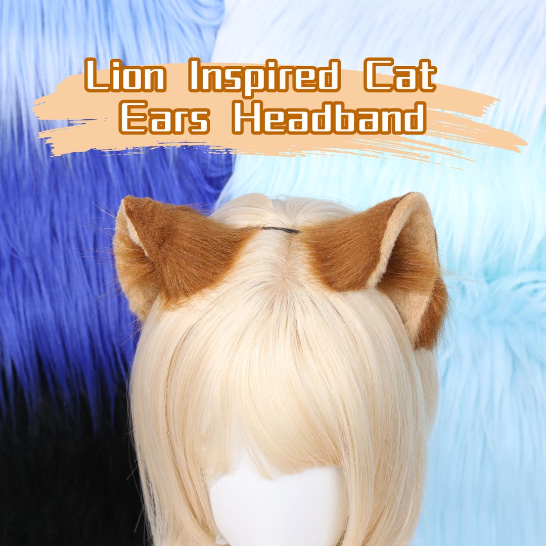 Lion Inspired Cat Ears Headband Handmade Faux Fur Feline Ears Cosplay ...