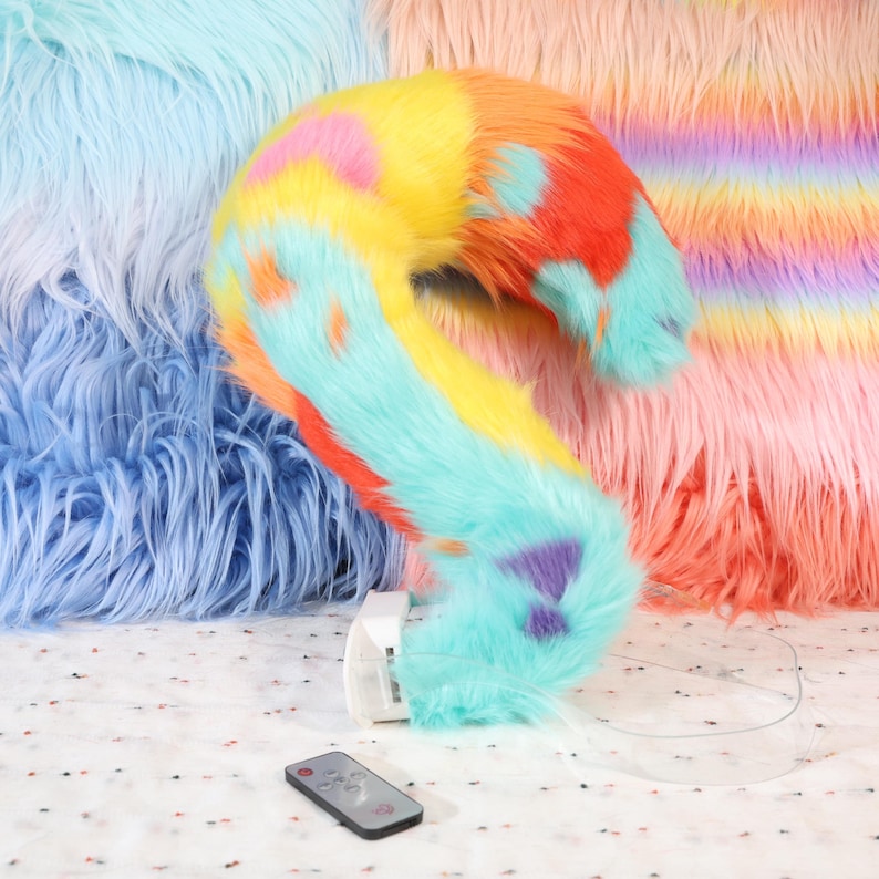 Colorful Fursuit Furry Ears Tail Set Handmade Mythical Creature Cosplay ...