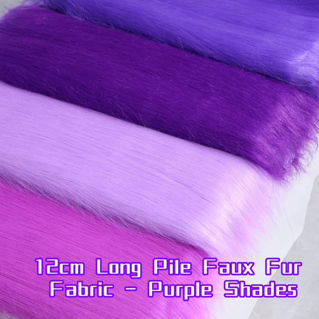 Purple Long Pile Faux Fur Fabric Purple Tones Soft Eco Friendly ...