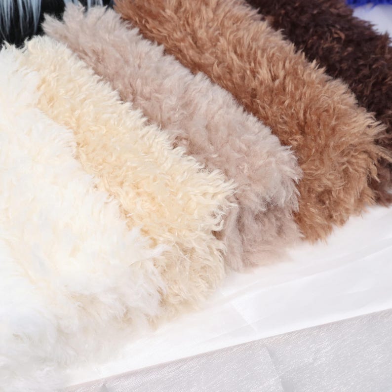 Toscana Curly Fleece Fabric Warm Brown Faux Lamb Fur Long Pile 5cm Soft ...