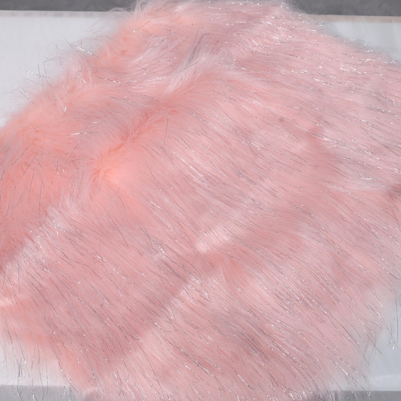 Tinsel Shag Faux Fur Fabric Long Pile Metallic Lurex Soft Plush ...