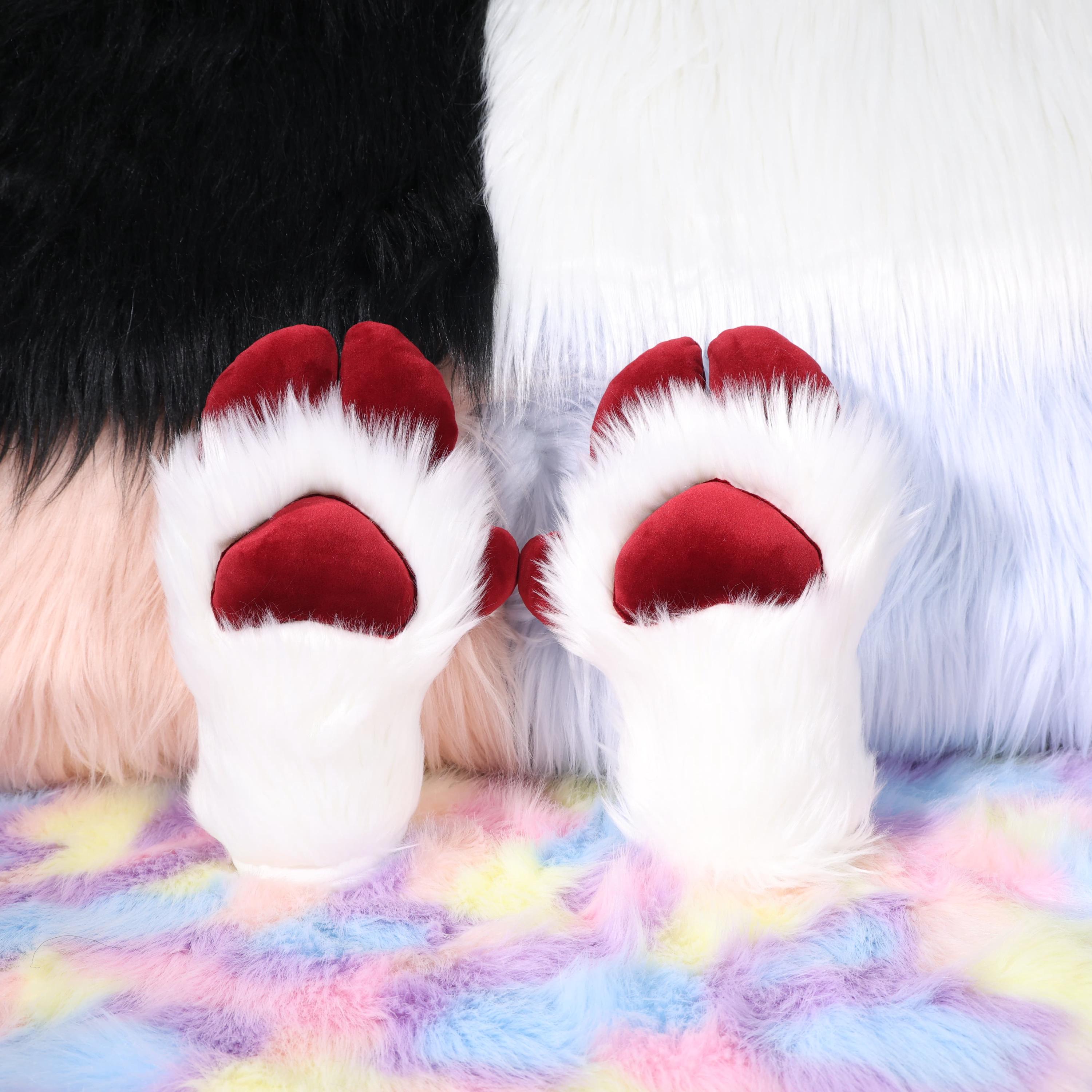 Hoof Paw Gloves Black White Sheep Style Red Paw Pads Cosplay Fursuit ...