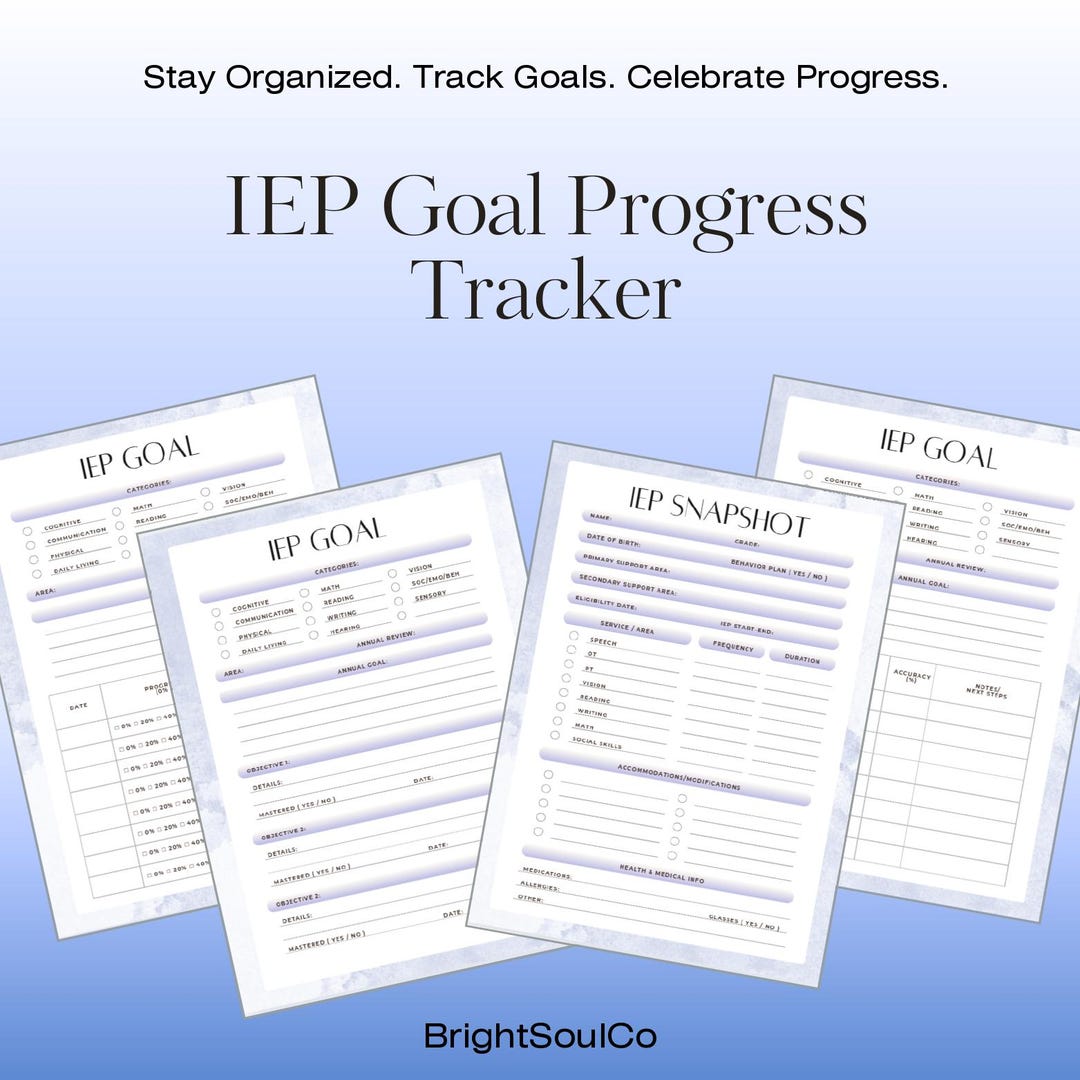 IEP Goal Progress Tracker | Special Education Data Sheets (PDF Download ...